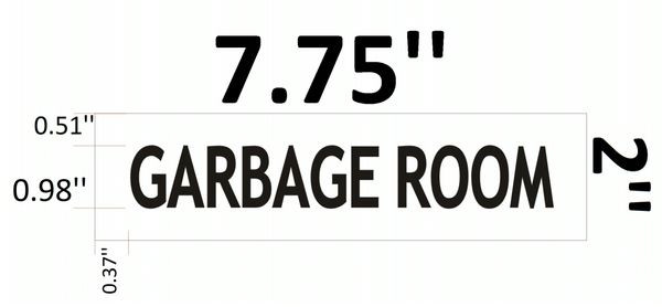 GARBAGE ROOM SIGN - WHITE ALUMINUM