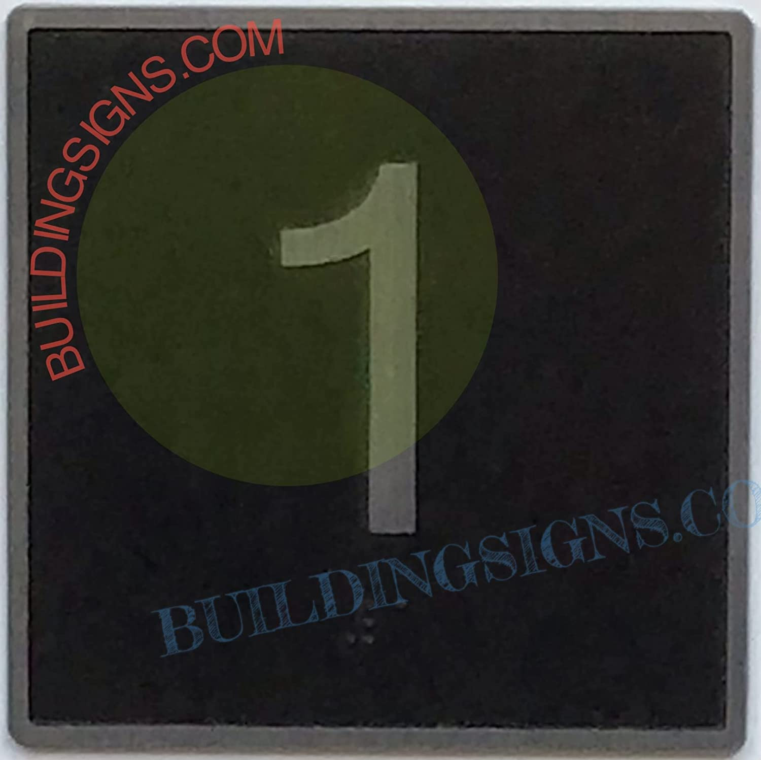 ELEVATOR FLOOR NUMBER 1 SIGN- ELEVATOR JAMB PLATE FLOOR 1 SIGN (BLACK ...
