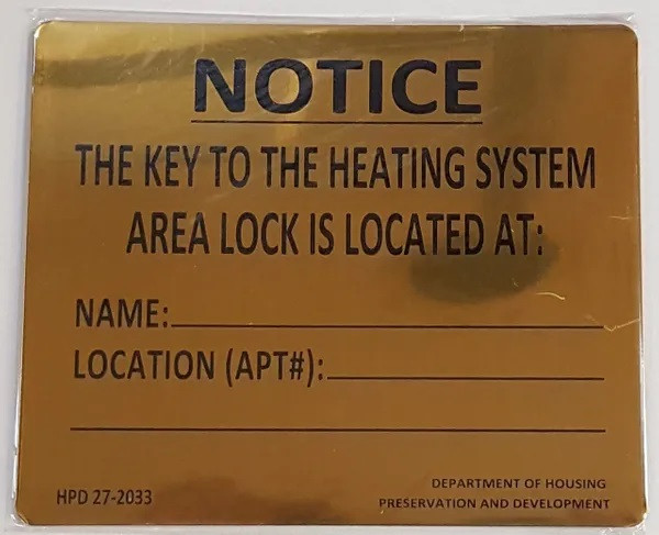 Key to The Heating System Sign