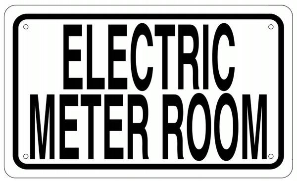 ELECTRIC METER ROOM SIGN- WHITE ALUMINUM