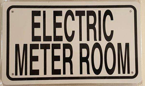 ELECTRIC METER ROOM SIGN- WHITE ALUMINUM