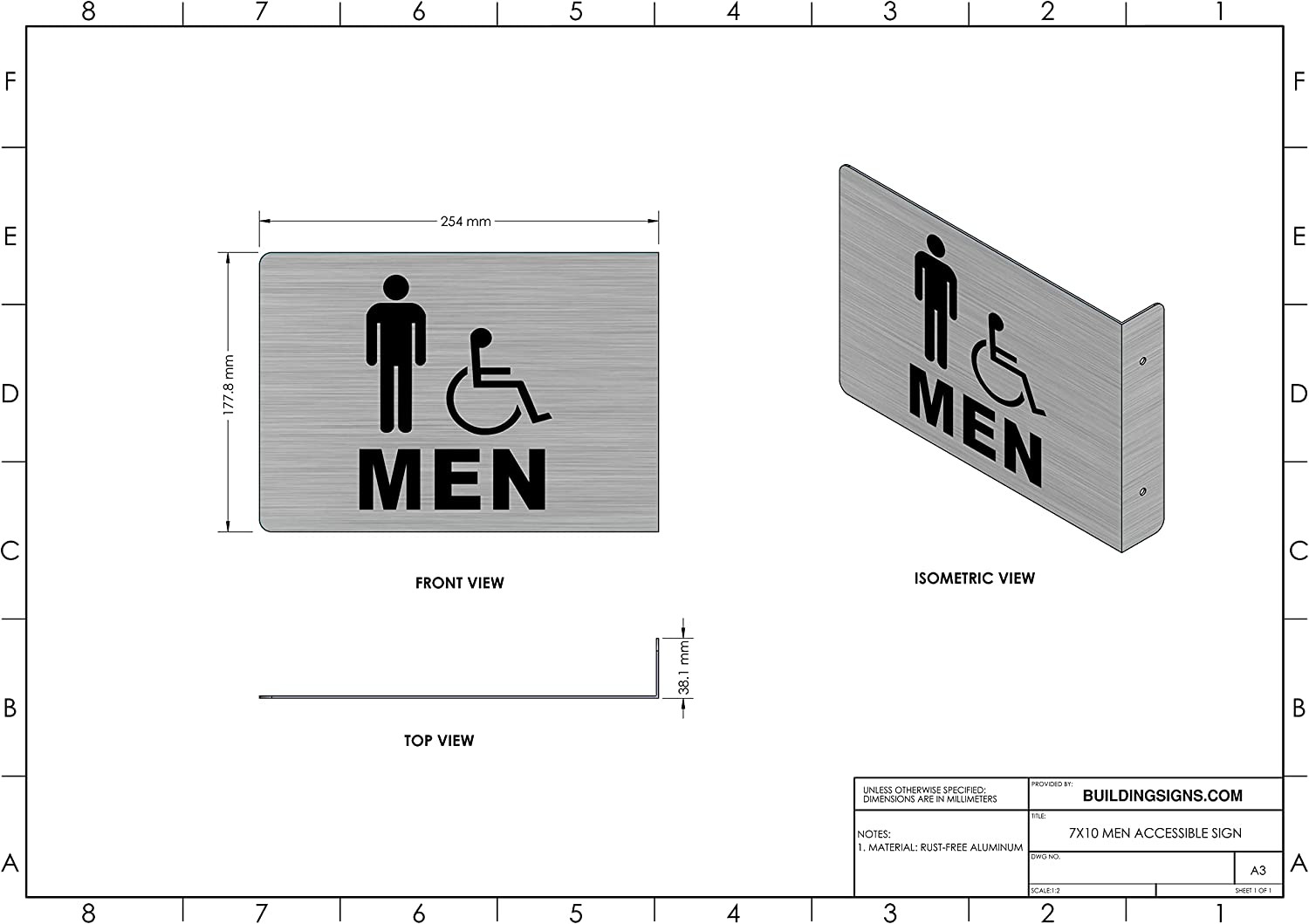 MEN ACCESSIBLE RESTROOM PROJECTION SIGN- MEN ACCESSIBLE RESTROOM 3D ...