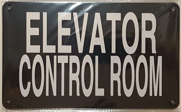 ELEVATOR CONTROL ROOM SIGN (BLACK, ALUMINUM SIGNS)