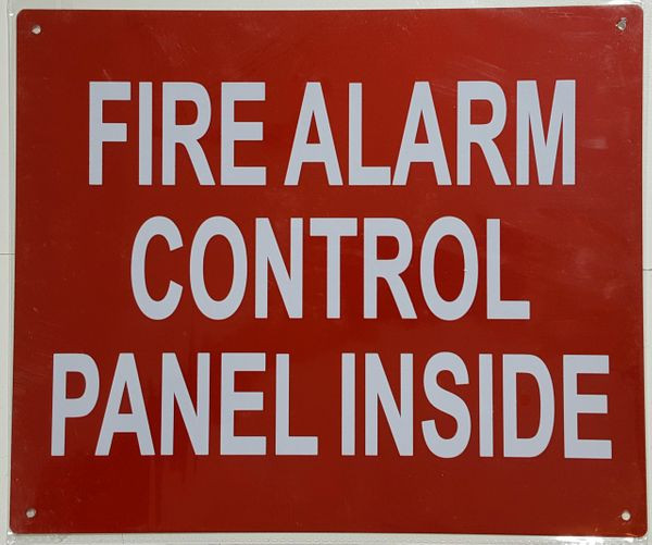 FIRE ALARM CONTROL PANEL INSIDE Sign