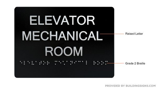 ELEVATOR MECHANICAL ROOM Sign -Tactile Signs Tactile Signs