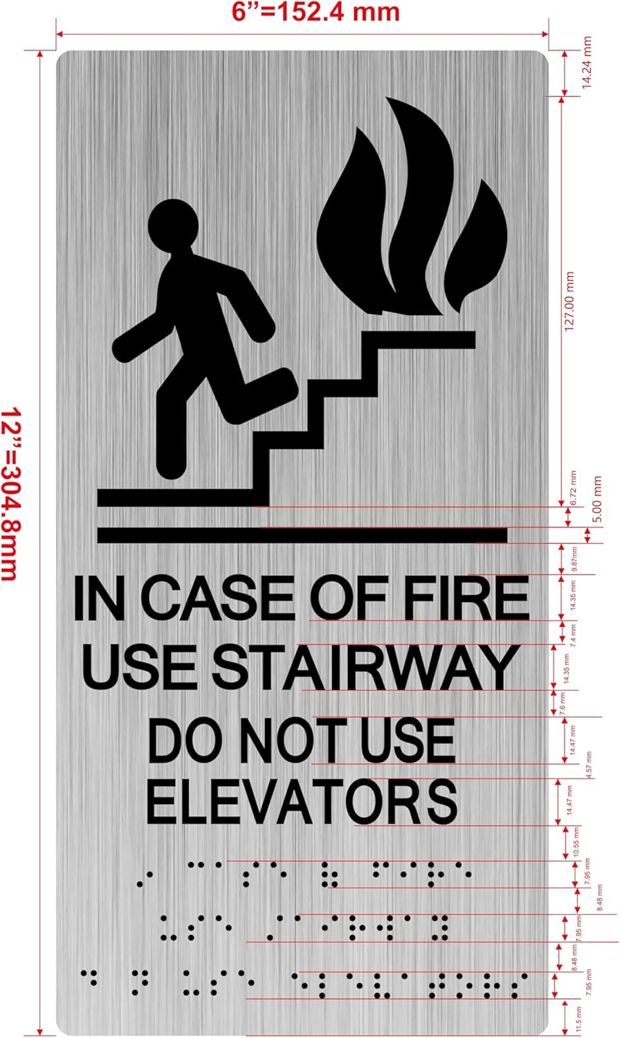 In case of fire use stairway do not use elevator sign with Raised ...