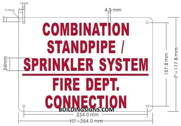 COMBINATION STANDPIPE/ SPRINKLER SYSTEM FIRE DEPARTMENT CONNECTION SIGN