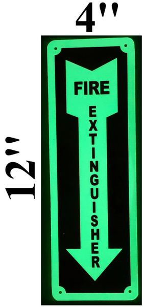 FIRE EXTINGUISHER Sign - PHOTOLUMINESCENT GLOW IN THE DARK Sign