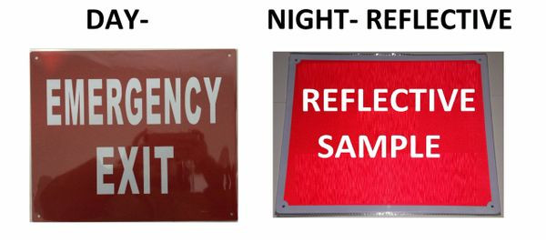 EMERGENCY EXIT SIGN- REFLECTIVE !!! (ALUMINUM SIGNS 10X12)