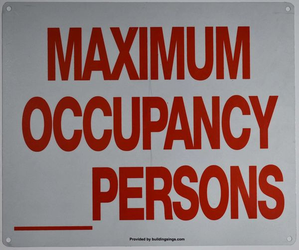 MAXIMUM OCCUPANCY _ PERSONS Sign
