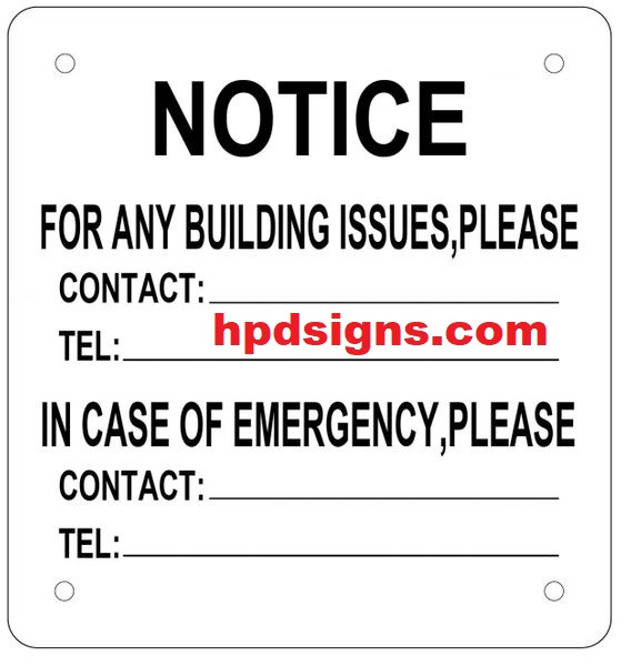 BUILDING EMERGENCY CONTACT SIGN