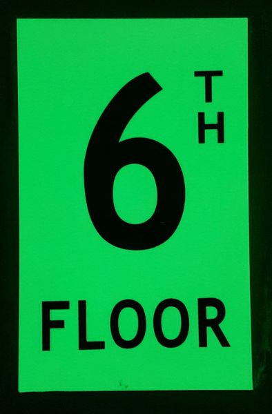 FLOOR NUMBER Sign -TH FLOOR Sign - PHOTOLUMINESCENT GLOW IN THE DARK Sign