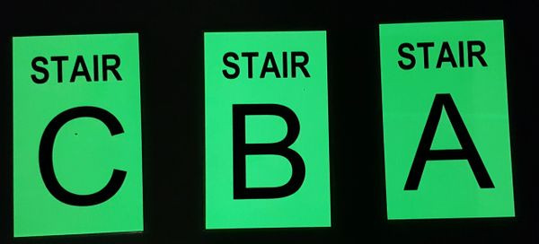 PHOTOLUMINESCENT STAIR A SIGN HEAVY DUTY / GLOW IN THE DARK "STAIR A ...
