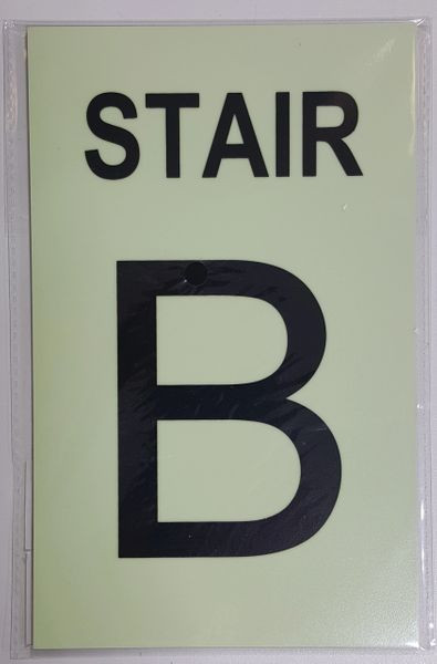 PHOTOLUMINESCENT STAIR B SIGN HEAVY DUTY / GLOW IN THE DARK "STAIR B ...