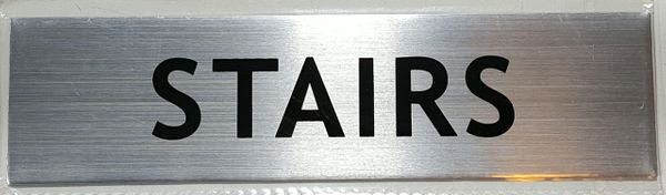 FLOOR NUMBER SIGN - STAIRS SIGN - BRUSHED ALUMINUM (ALUMINUM SIGNS 2X7.75)
