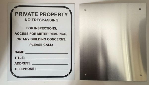 Building Access contact Sign (ALUMINUM SIGNS 8.5x10)-El blanco Line