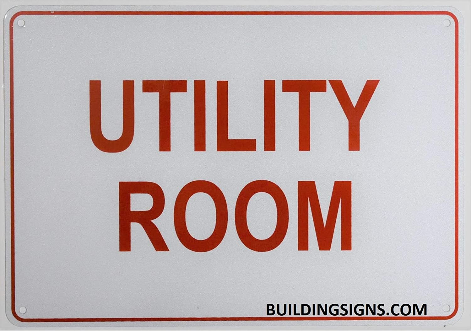 Utility Room Sign- Reflective !!! (White,Aluminum )