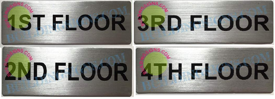 Floor Number Sign--Pack Metal Floor Sign Aluminum Signfor First, Second ...