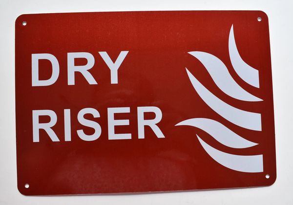 DRY RISER SIGN- RED BACKGROUND (ALUMINUM SIGNS 7X10)