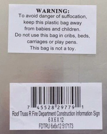 ROOF TRUSS IDENTIFICATION SIGN- REFLECTIVE !!! (ALUMINUM SIGNS ) WHITE