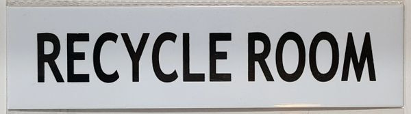 RECYCLE ROOM SIGN PURE WHITE BACKGROUND