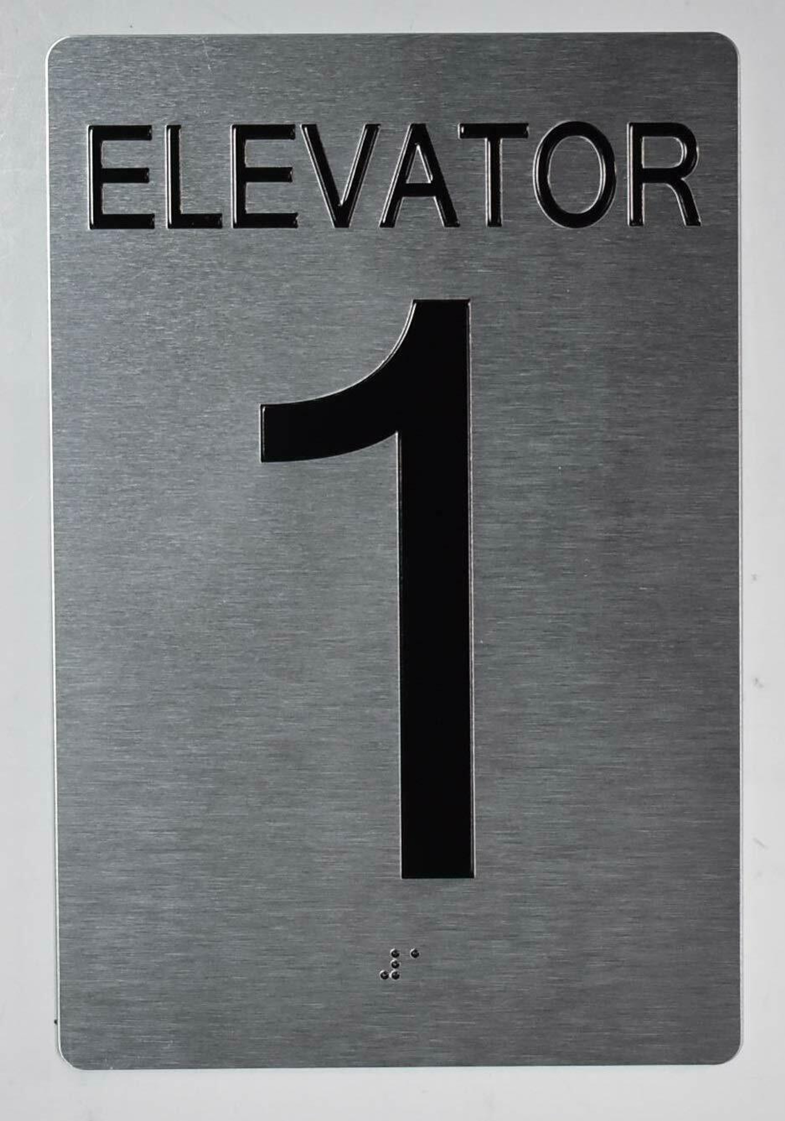 Elevator 1 Sign Silver - Tactile Touch Braille Sign