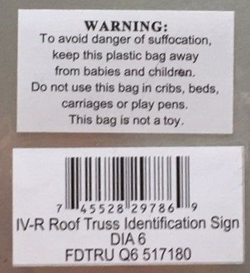ROOF TRUSS IDENTIFICATION SIGN-TYPE IV- REFLECTIVE !!! (ALUMINUM SIGNS ...