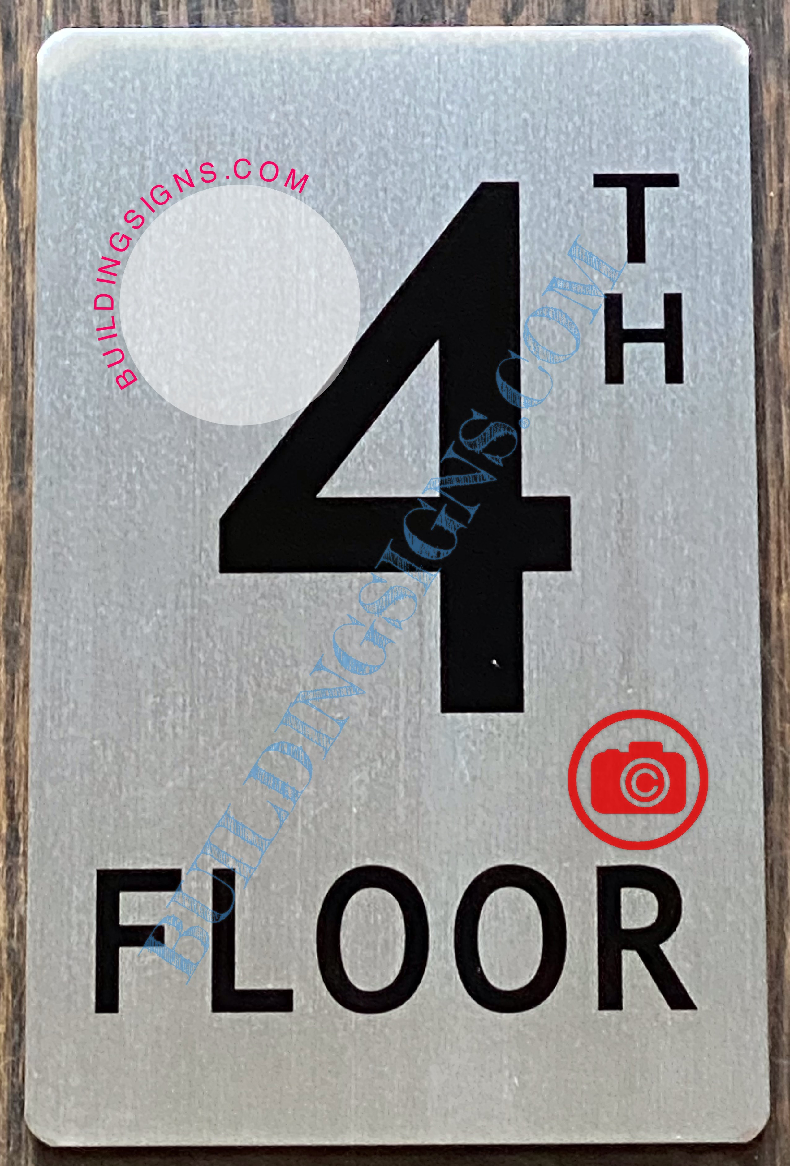 4TH FLOOR SIGN- SILVER (ALUMINUM SIGNS 8x5) - HPD-SIGNS.COM