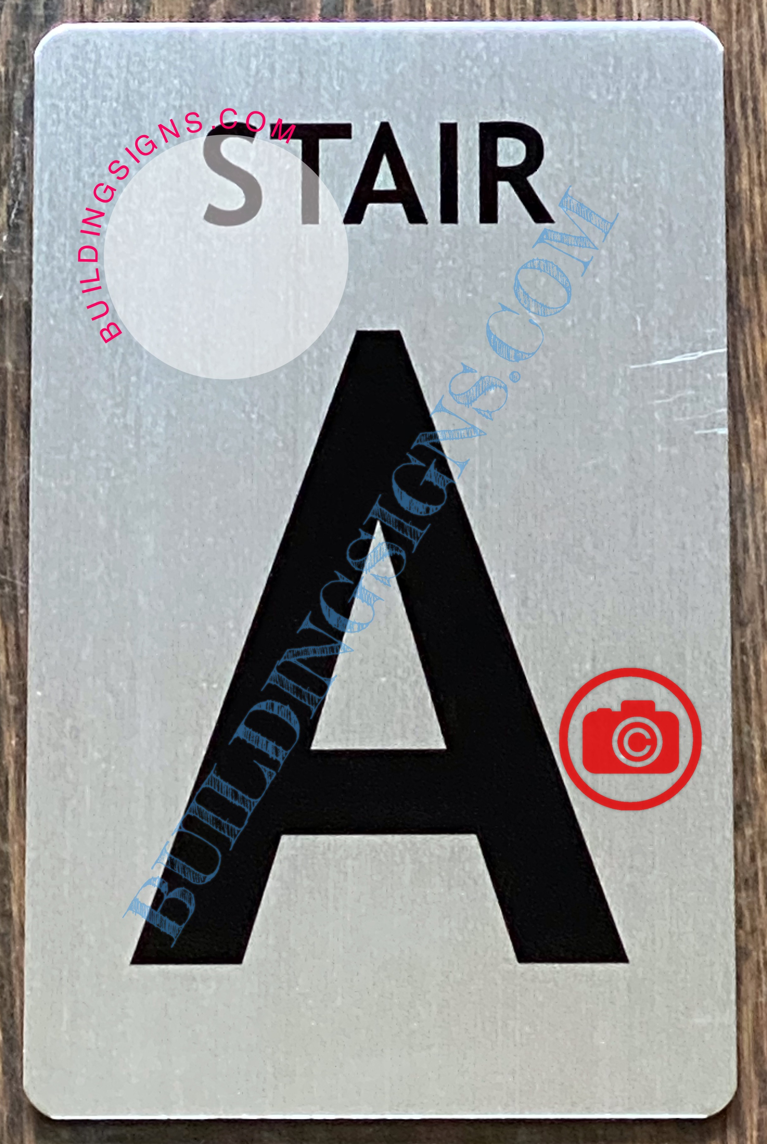STAIR A SIGN - BRUSHED ALUMINUM (ALUMINUM SIGNS 8X5) - HPD-SIGNS.COM