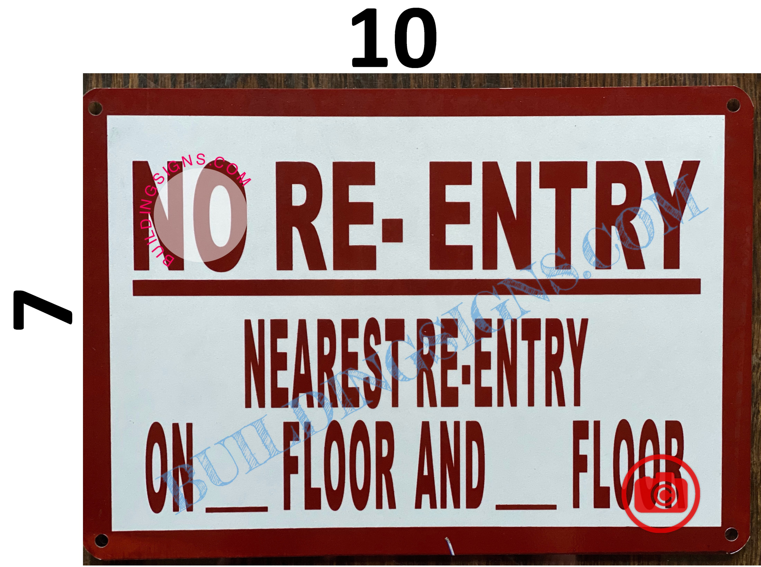 NO RE-ENTRY NEAREST RE-ENTRY ON_FLOOR AND_FLOOR SIGN- WHITE WITH RED ...