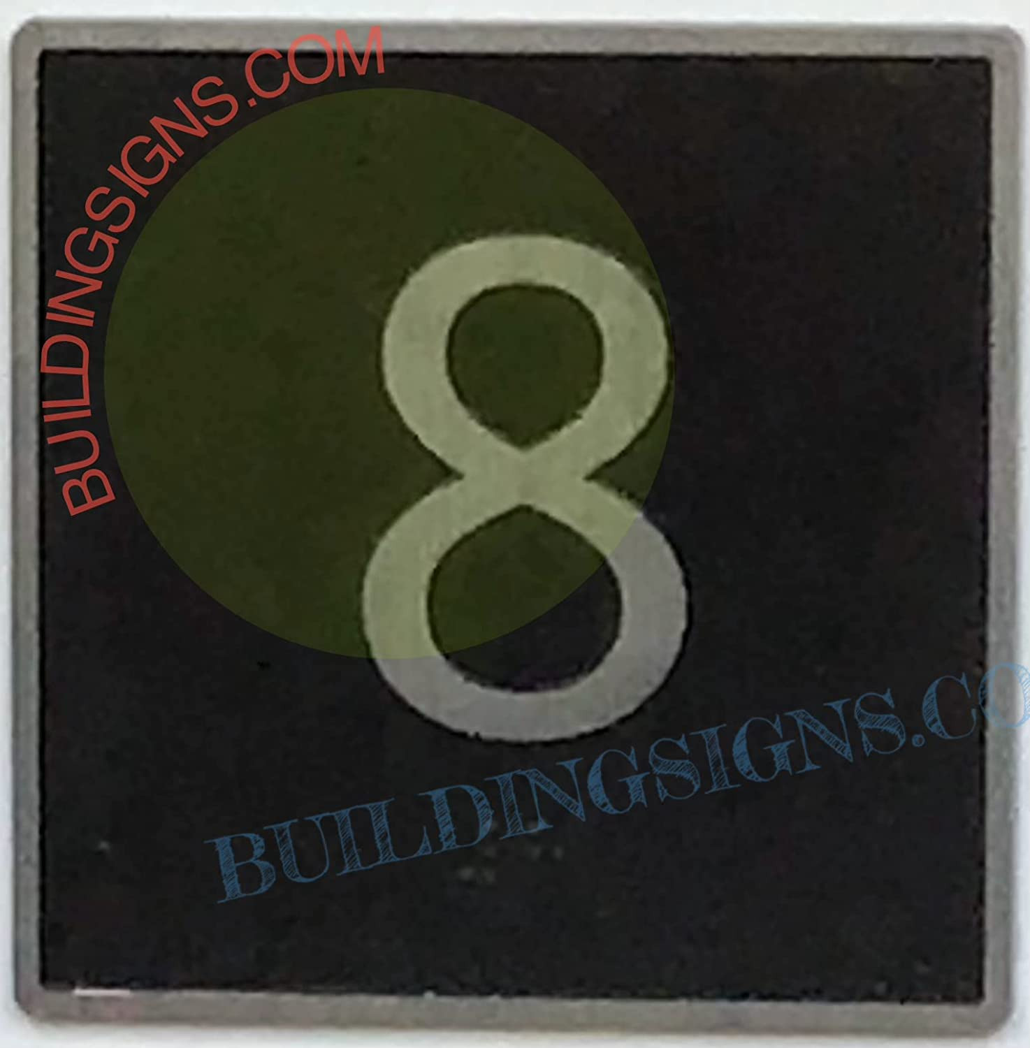 ELEVATOR FLOOR NUMBER 8 SIGN- ELEVATOR JAMB PLATE FLOOR 8 SIGN (BLACK ...