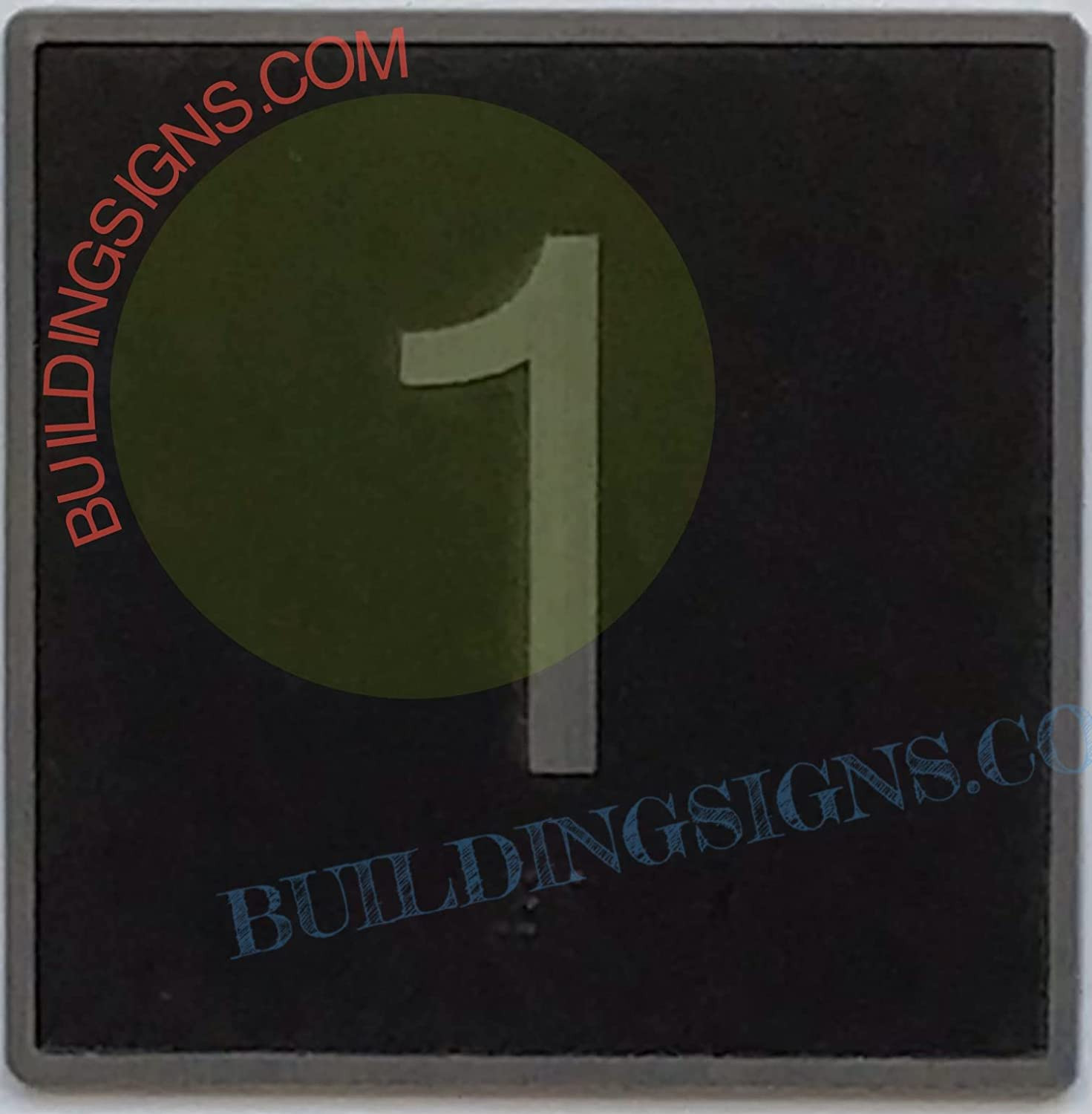 ELEVATOR FLOOR NUMBER 1 SIGN- ELEVATOR JAMB PLATE FLOOR 1 SIGN (BLACK ...