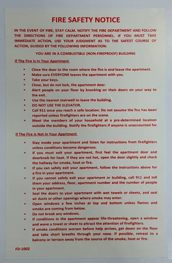 HPD Fire Safety Notice: Combustible Buildings