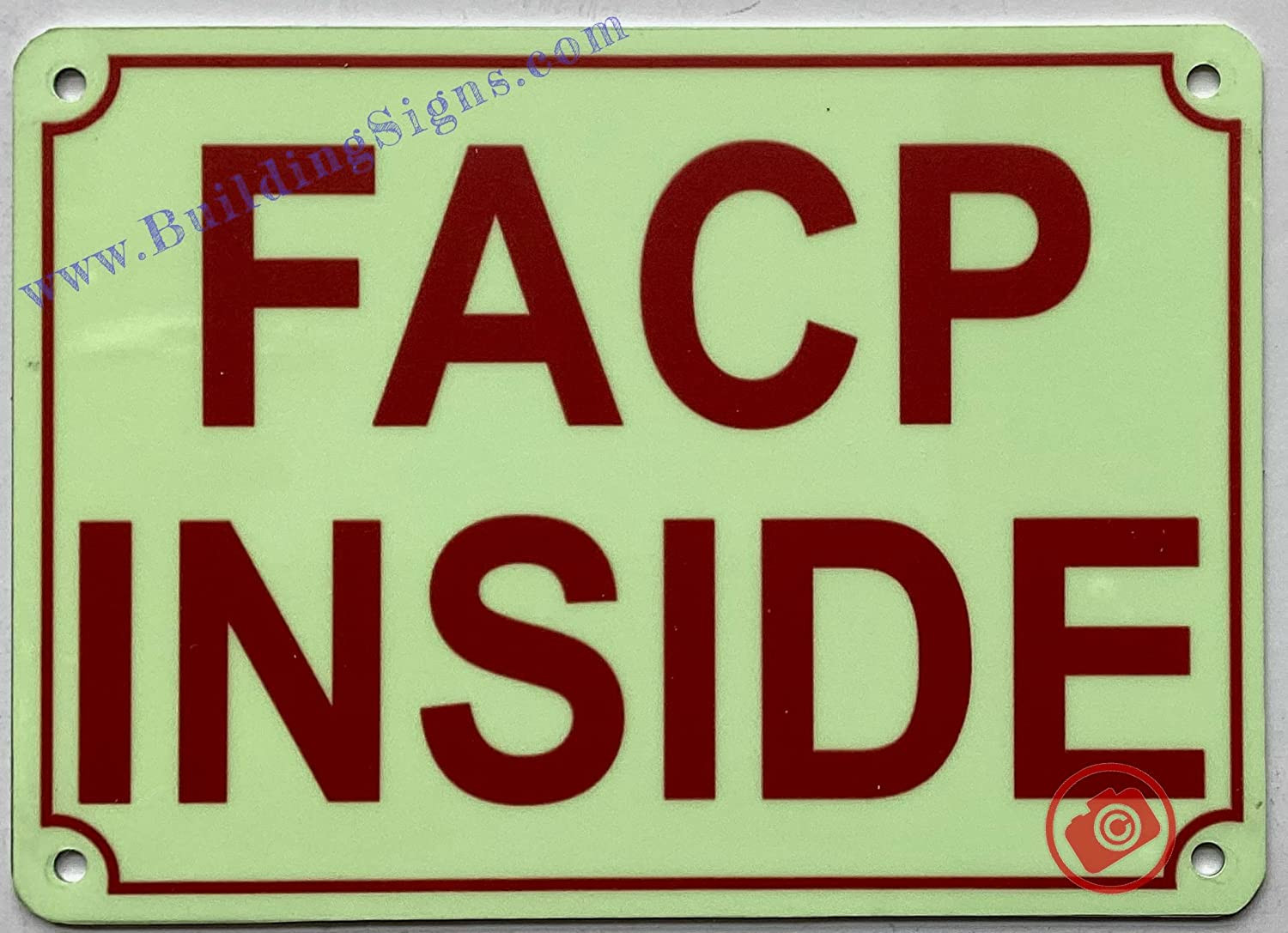 Photoluminescent FACP INSIDE - FIRE ALARM CONTROL PANEL INSIDE SIGN ...