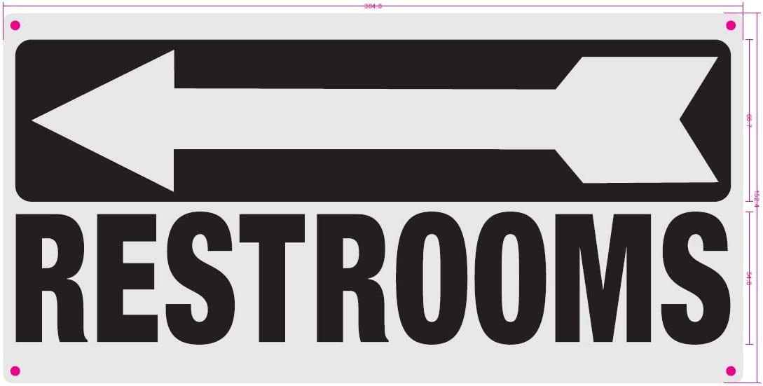 RESTROOM SIGN LEFT ARROW SIGN (REFLECTIVE, RUST FREE-Aluminum, WHITE ...