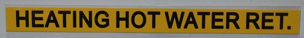 HEATING HOT WATER RET. SIGN (STICKER) YELLOW