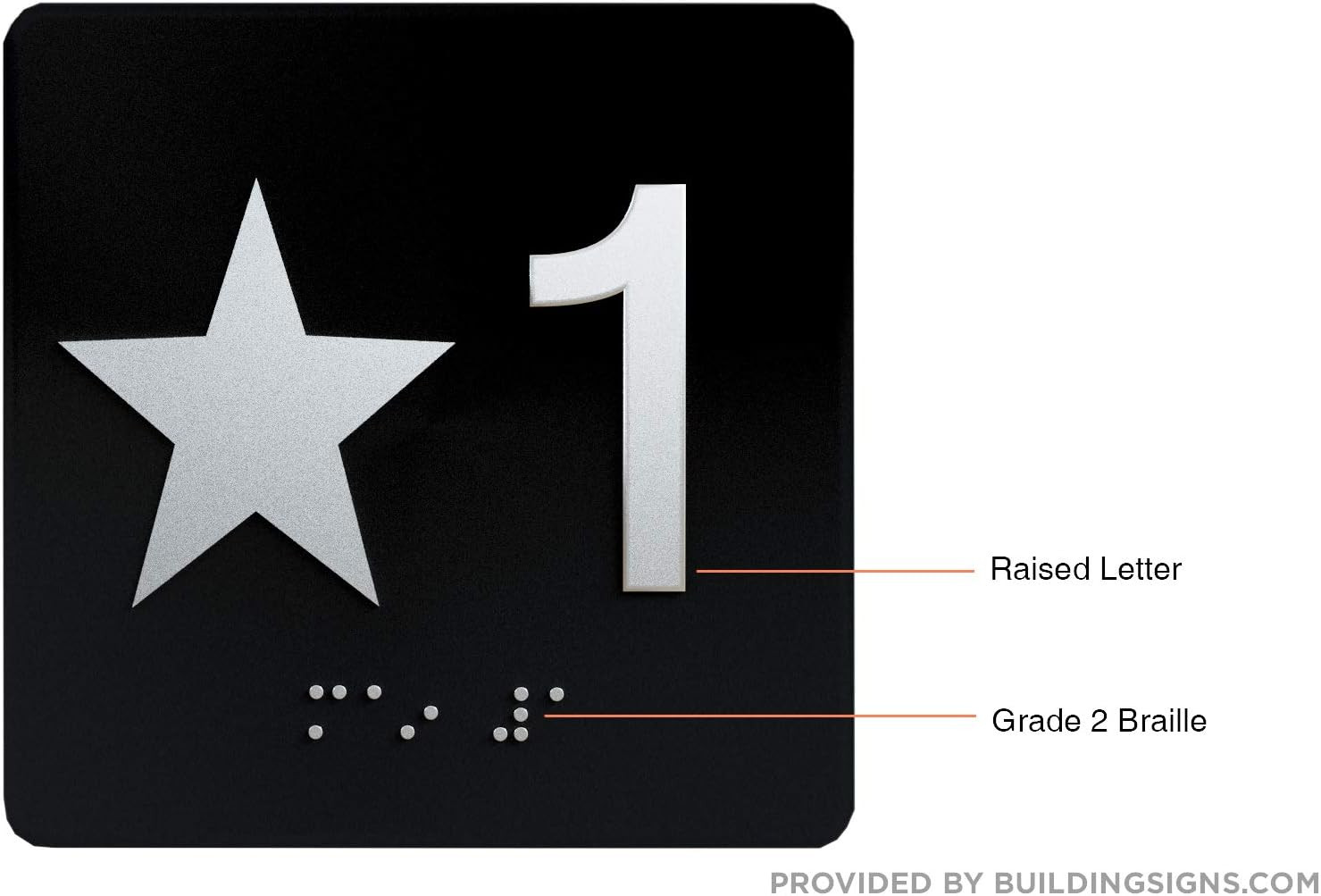 Elevator JAMB Plate with Braille - Elevator Floor Number Brush BLACK ...