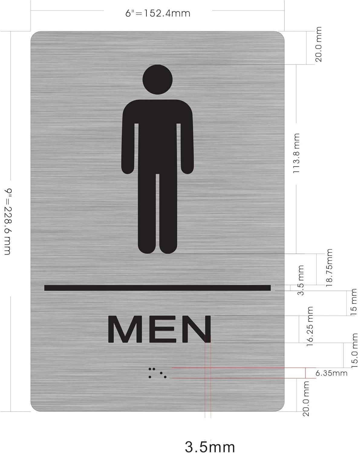 RESTROOM SIGN Tactile Graphics Grade 2 Braille Text with raised letters ...