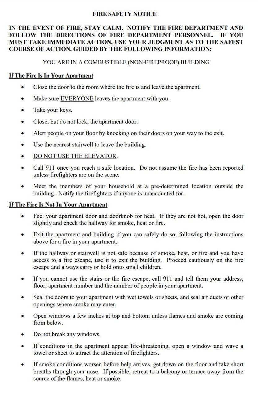 Fire Safety Notice- Non Fireproof nyc (pdf file)