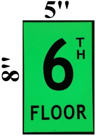 FLOOR NUMBER Sign -TH FLOOR Sign - PHOTOLUMINESCENT GLOW IN THE DARK Sign
