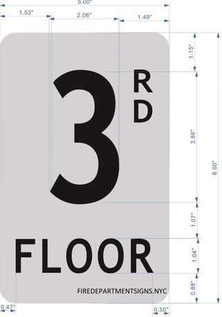 FLOOR NUMBER Sign -RD FLOOR Sign