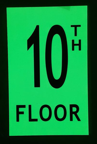 FLOOR NUMBER Sign - 10TH FLOOR Sign - PHOTOLUMINESCENT GLOW IN THE DARK ...