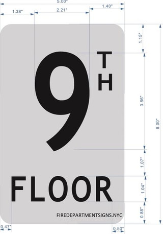 FLOOR NUMBER Sign - 9TH FLOOR Sign