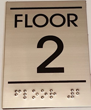 FLOOR NUMBER TWO (2) Sign -Tactile Signs