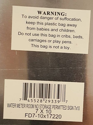 WATER METER ROOM NO STORAGE PERMITTED SIGN