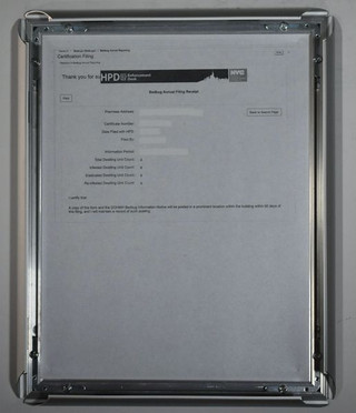 BEDBUG ANNUAL FILING RECEIPT FRAME (STANDARD NOTICE FRAMES 8.5x11)