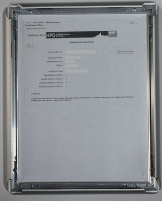 BEDBUG ANNUAL FILING RECEIPT FRAME (STANDARD NOTICE FRAMES 8.5x11)