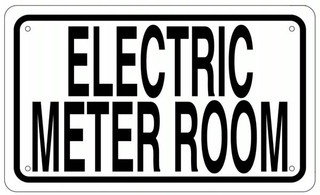 ELECTRIC METER ROOM SIGN- WHITE ALUMINUM