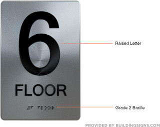 FLOOR NUMBER SIGN Tactile Graphics Grade 2 Braille Text with raised ...