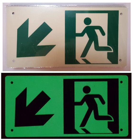 Photoluminescent Exit Sign Glow In The Dark Exit Sign Aluminum Sign